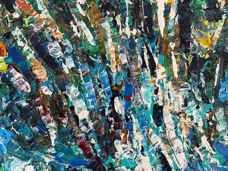 Blue Forest, blue bird Painting by Daniel Marcoux | Saatchi Art