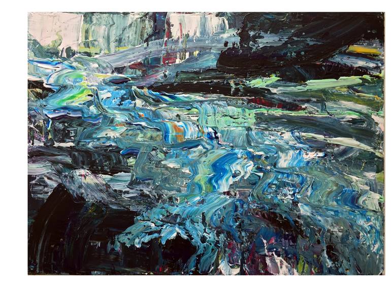 Flow-0118 Water rushing from the earth in Spring Painting by Daniel ...