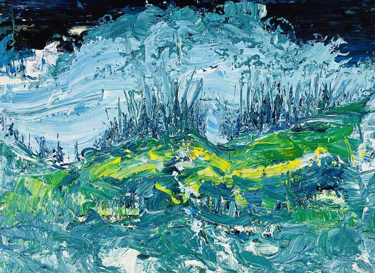 Blue Landscape Painting by Daniel Marcoux | Saatchi Art