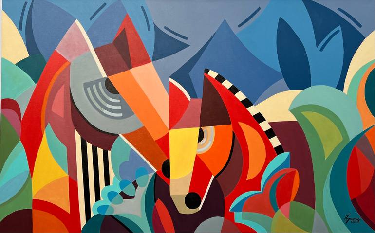 Sunset Pastures Stylized Vivid Horses Painting by Dania Sierra ...