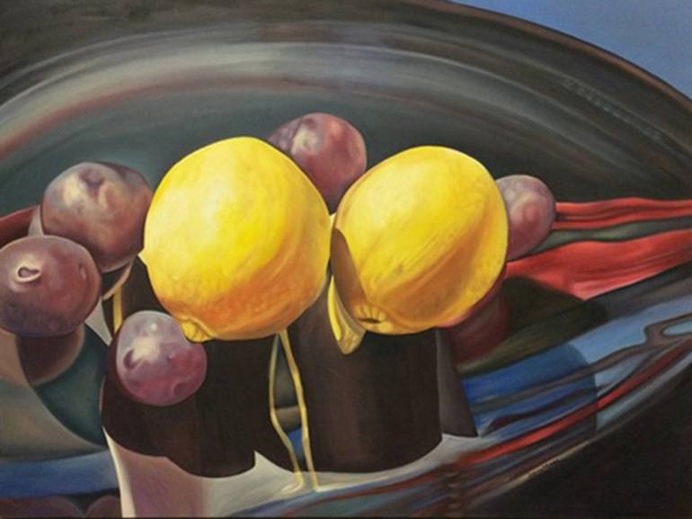Lemons and Grapes Painting by Judith Moore | Saatchi Art