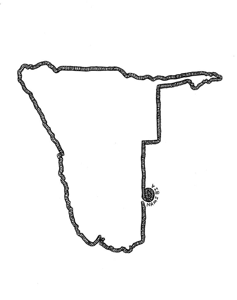 Namibia Border Drawing by Inkas Arts | Saatchi Art