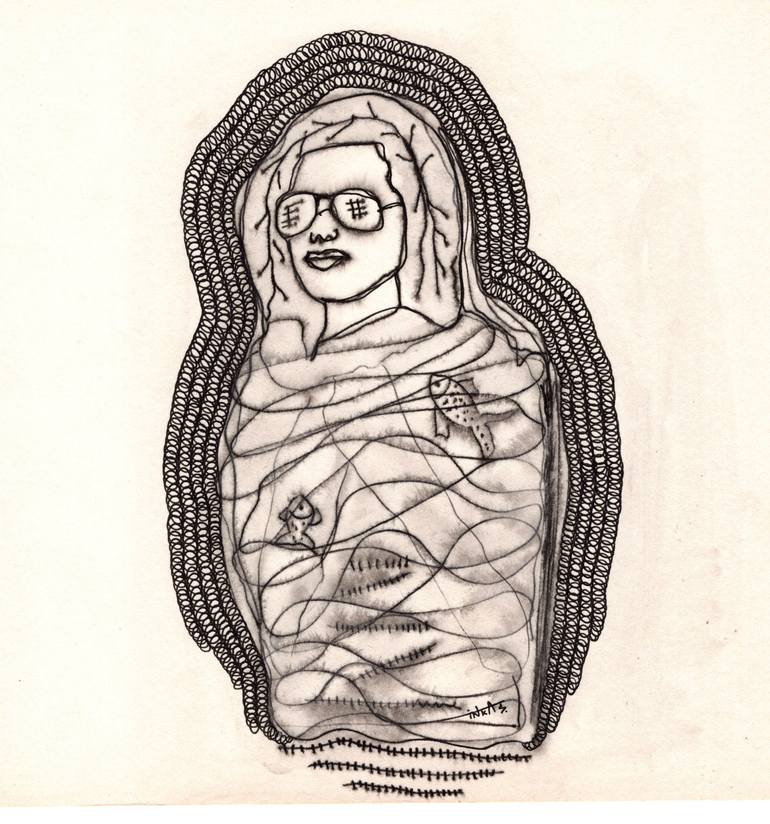 Girl Looking For Internal Freedom Drawing by Inkas Arts | Saatchi Art