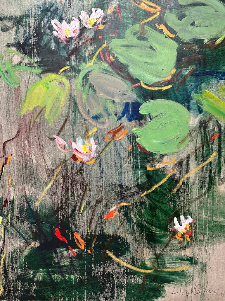 Water lilies. Summer pond. Painting by Lilia Orlova-Holmes | Saatchi Art