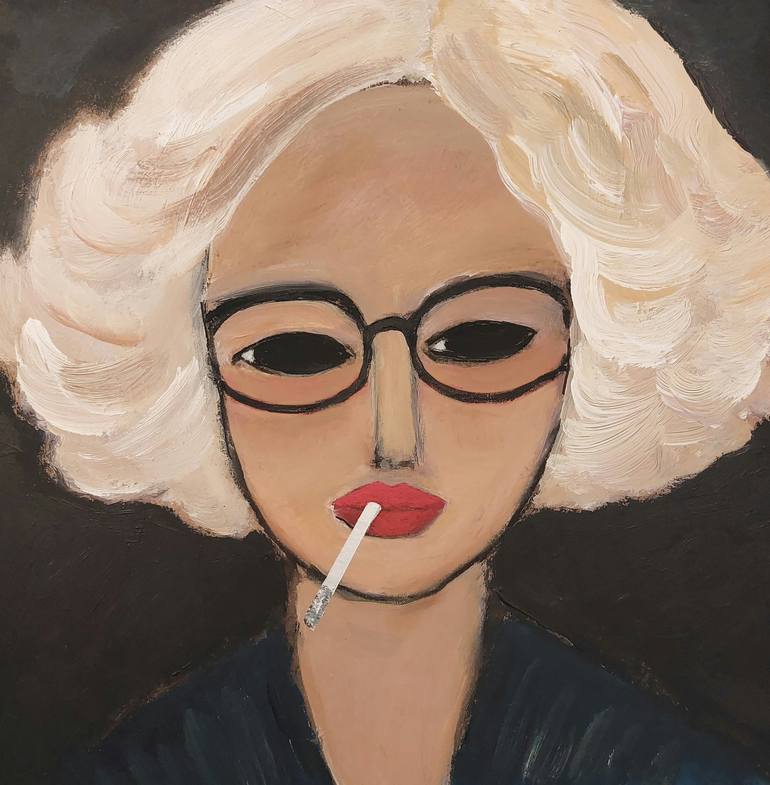 Smoking Blonde, a gangster's moll Painting by Nelly van Nieuwenhuijzen ...