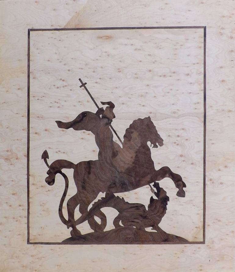 Saint George - marquetry work Collage by Dusan Rakic | Saatchi Art