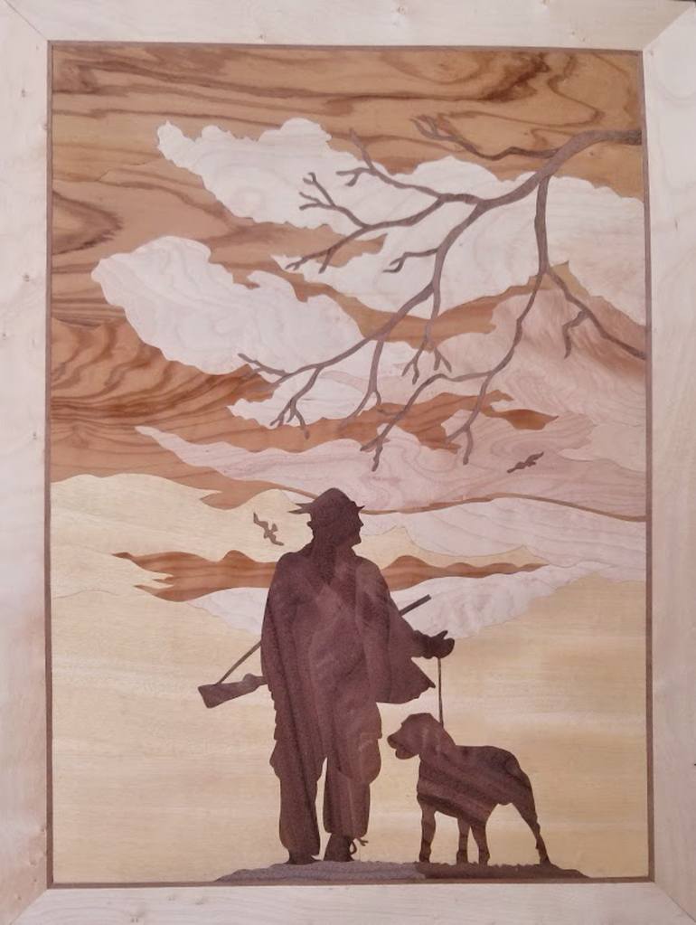Hunter (marquetry work) Collage by Dusan Rakic | Saatchi Art