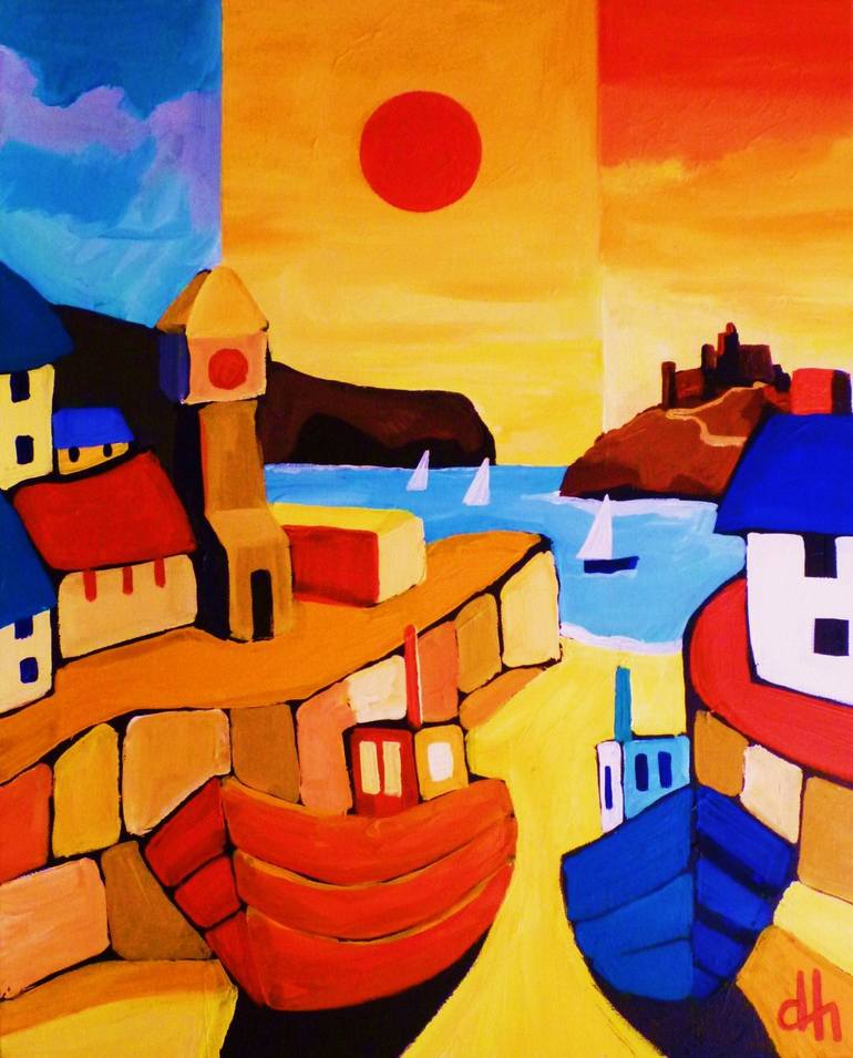 PORHLEVEN HARBOUR Painting by David Hosking | Saatchi Art