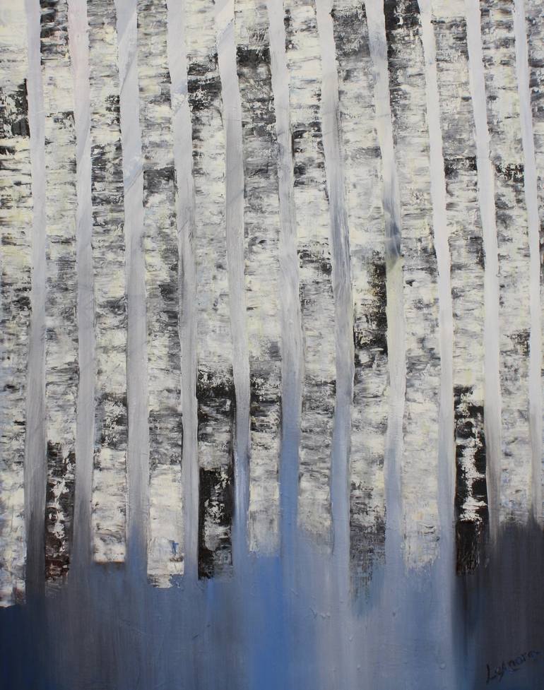 Snowy Birch Trees Painting by Leanora Jones-Parry | Saatchi Art