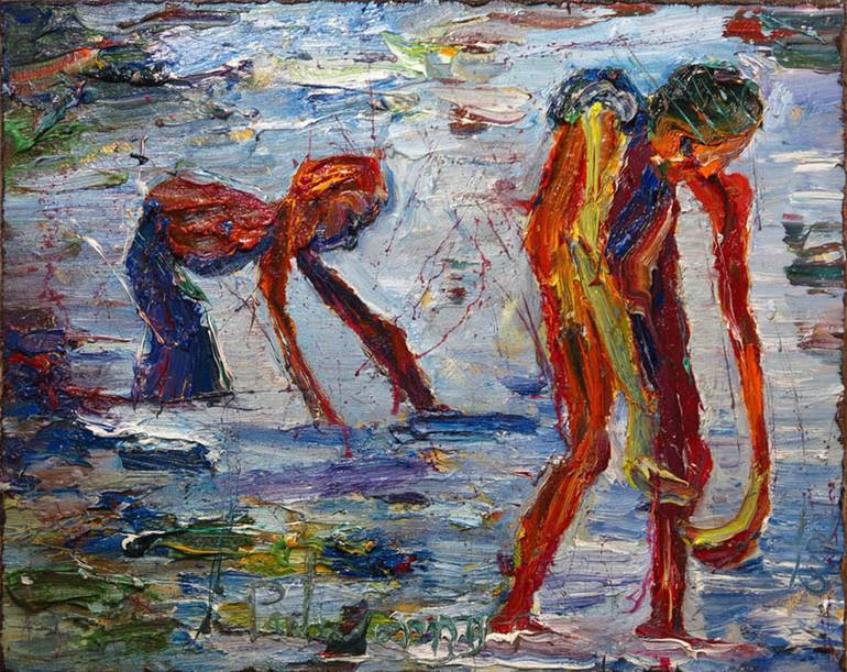 Signed Landscape oil Painting - Rice planting - scenery -rural -Paddy ...