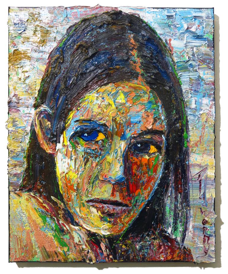 Original Oil Painting Portrait Face- Modern Impressionist-Hand Made ...