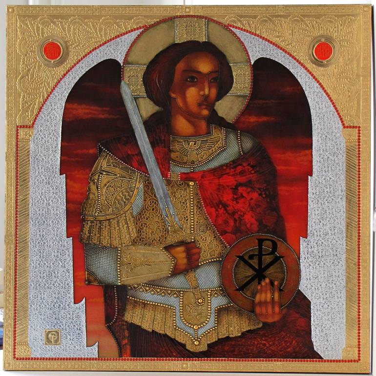 Archangel Michael Painting by Stefan Georgiev | Saatchi Art