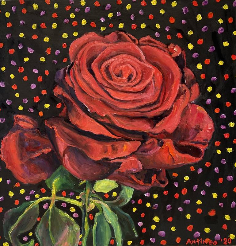 Red Rose Painting by Antinea Boletsi | Saatchi Art
