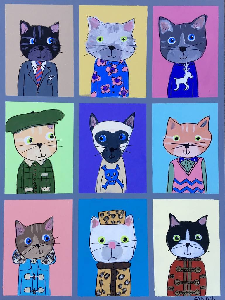 Dressed-up Cats Painting by Brian Nash | Saatchi Art