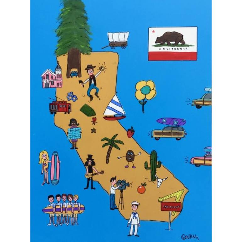 California Map Painting by Brian Nash | Saatchi Art