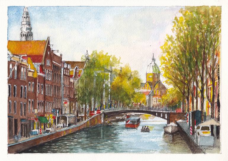 Amsterdam in Spring Painting by Dai Wynn | Saatchi Art