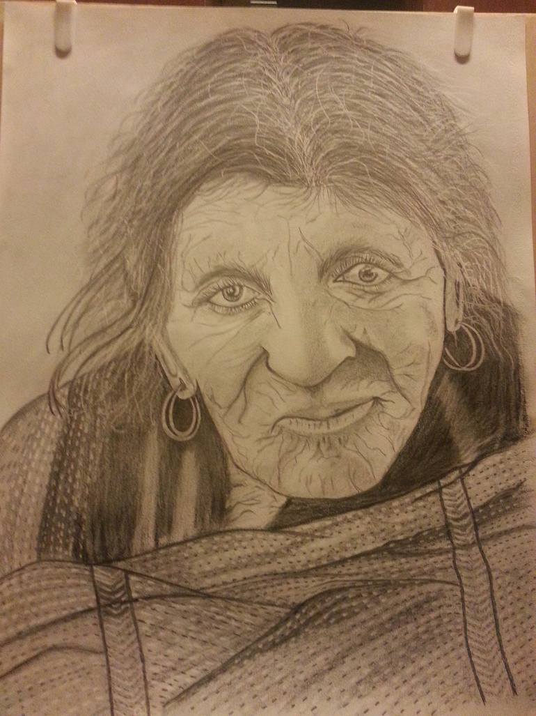 Gypsy Woman Drawing by Firdosh Mody | Saatchi Art