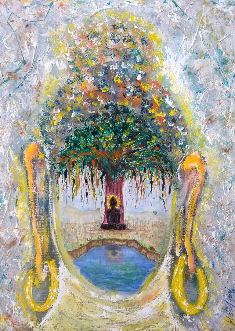 Buddha reflection Drawing by Hemant Soni | Saatchi Art