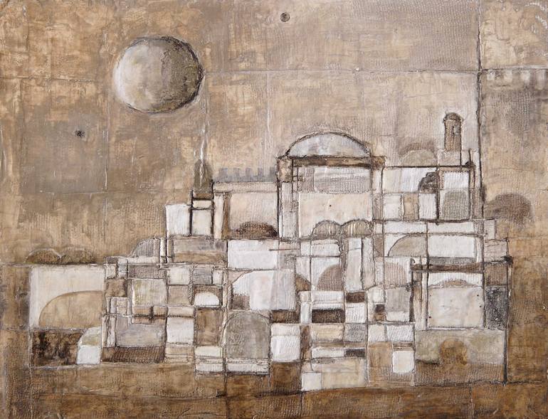 Nocturne with golden roofs Painting by maria carla mancinelli | Saatchi Art