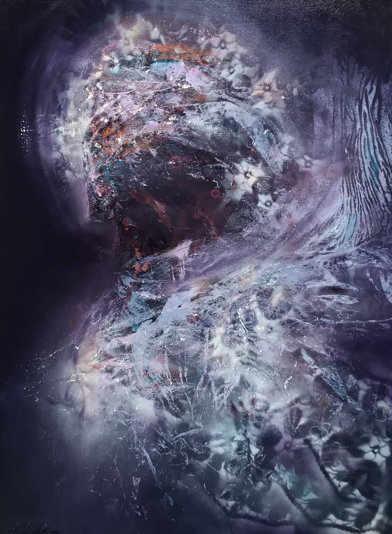 Dark purple gothic metaphysical angel portret Painting by Kloska Ovidiu ...