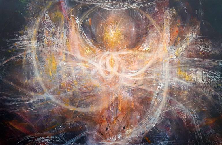 GIGANTIC SIZE ANGEL COMPOSITION 290 X 190 X 3 CM ECLECTIC INCANDESCENT ...