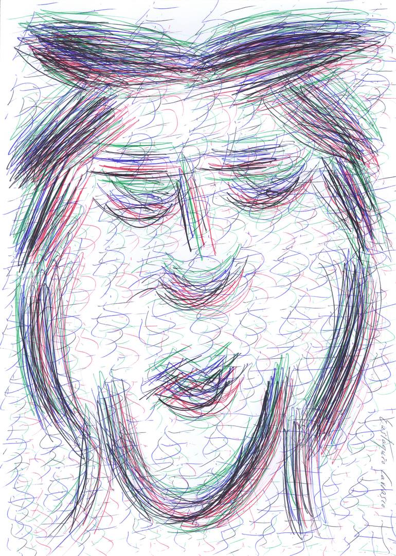 Face apocryphal 1 (series 3) Drawing by Eustaquio Carrasco | Saatchi Art