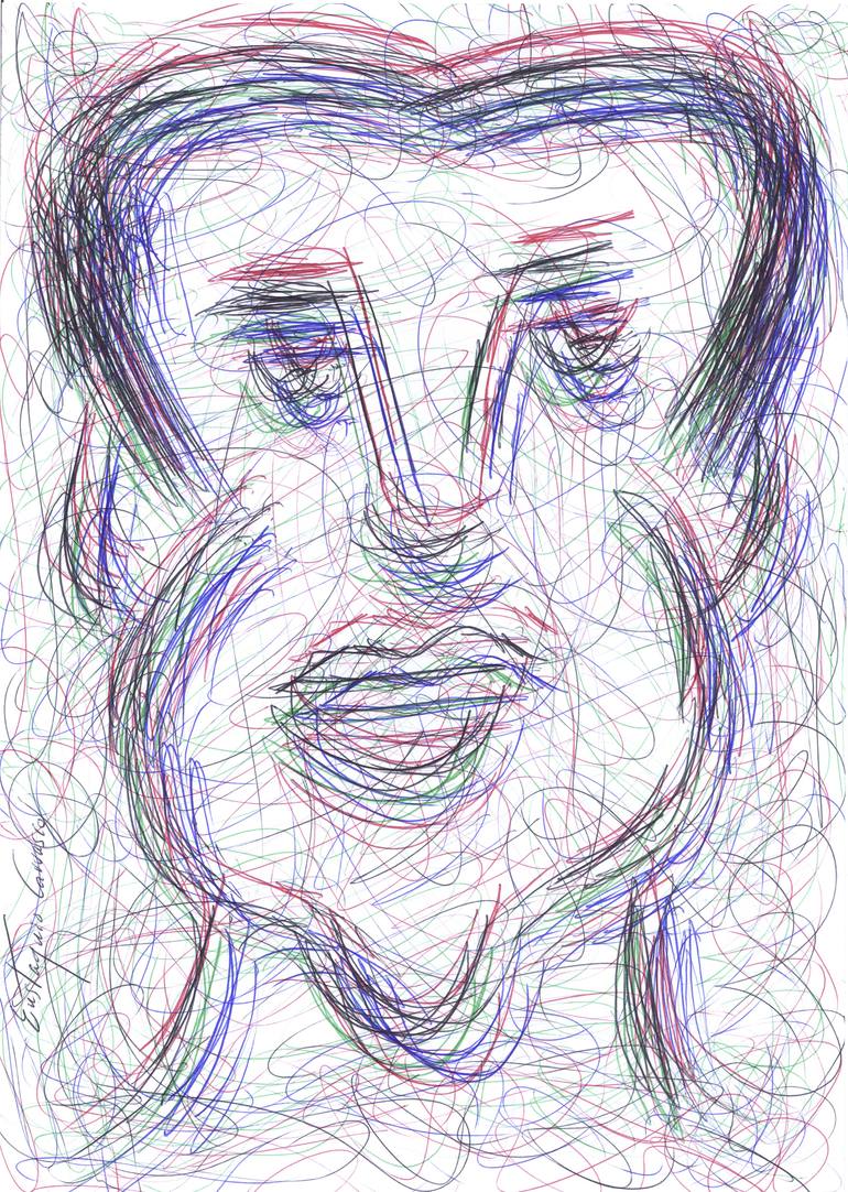 Face apocryphal 2 (series 3) Drawing by Eustaquio Carrasco | Saatchi Art