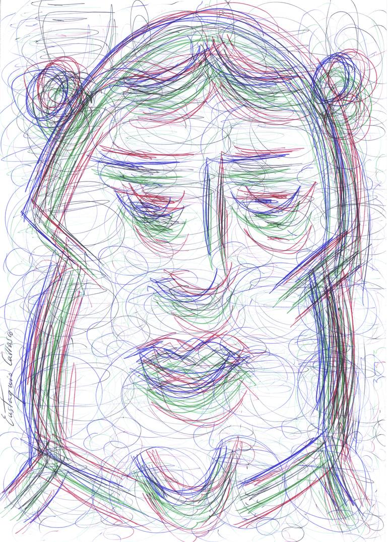 Face apocryphal 3 (series 3) Drawing by Eustaquio Carrasco | Saatchi Art