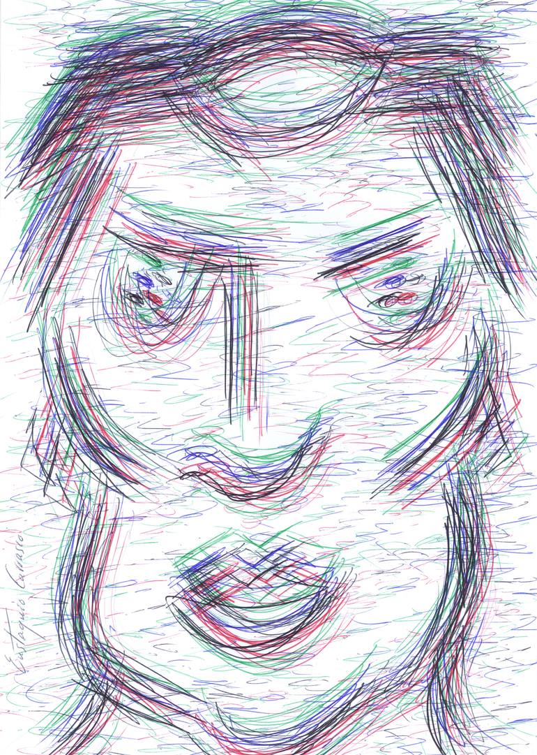 Face apocryphal 4 (series 3) Drawing by Eustaquio Carrasco | Saatchi Art