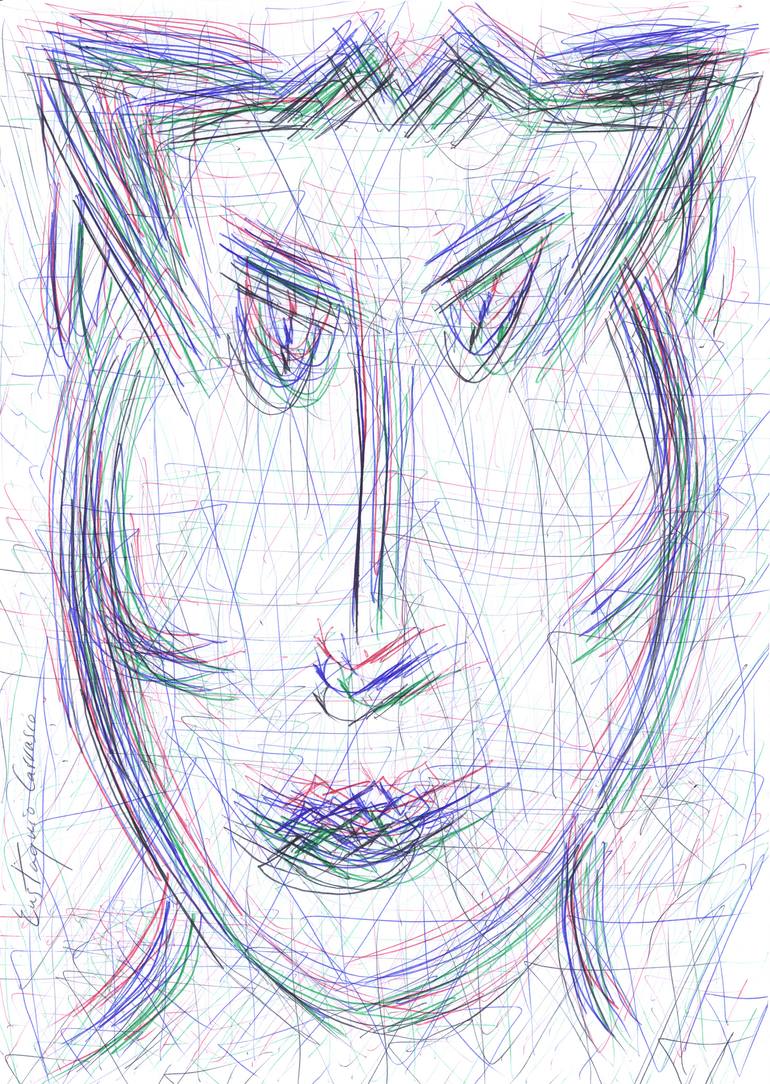 Face apocryphal 5 (series 3) Drawing by Eustaquio Carrasco | Saatchi Art