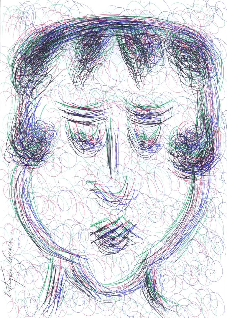 Face apocryphal 6 (series 3) Drawing by Eustaquio Carrasco | Saatchi Art