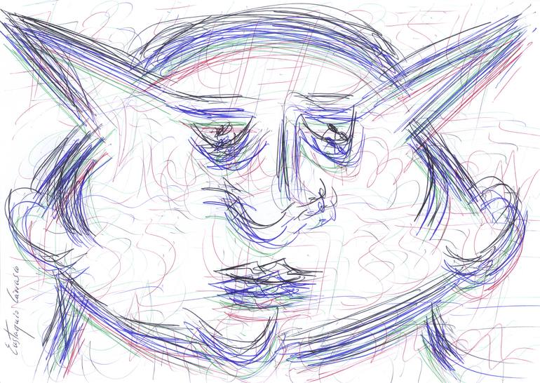 Face apocryphal 5 (series 4) Drawing by Eustaquio Carrasco | Saatchi Art