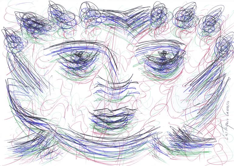 Face apocryphal 8 (series 4) Drawing by Eustaquio Carrasco | Saatchi Art