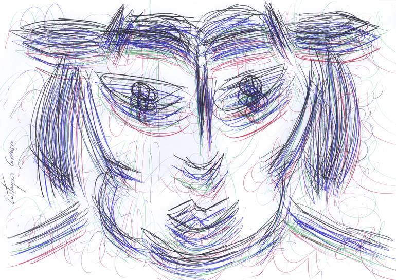 Face apocryphal 6 (series 4) Drawing by Eustaquio Carrasco | Saatchi Art