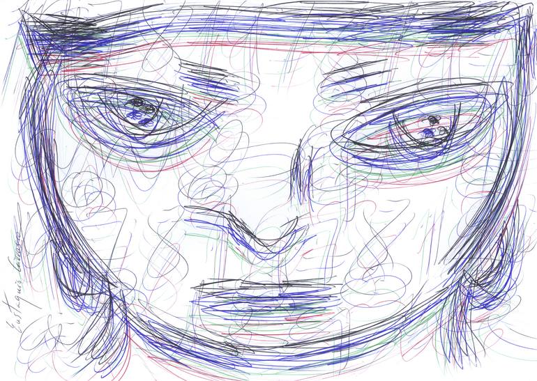 Face apocryphal 9 (series 4) Drawing by Eustaquio Carrasco | Saatchi Art