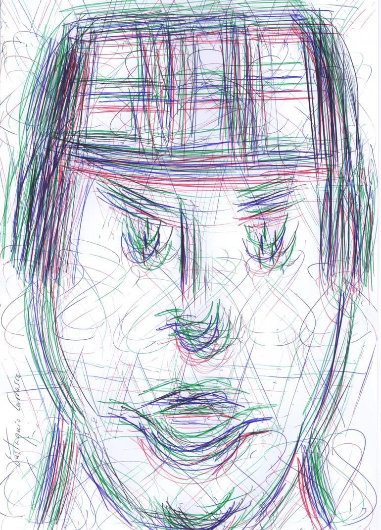 Face apocryphal 8 (series 3) Drawing by Eustaquio Carrasco | Saatchi Art