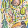 Toucan, scissors, fir, bulb, glass and other Drawing by Eustaquio ...
