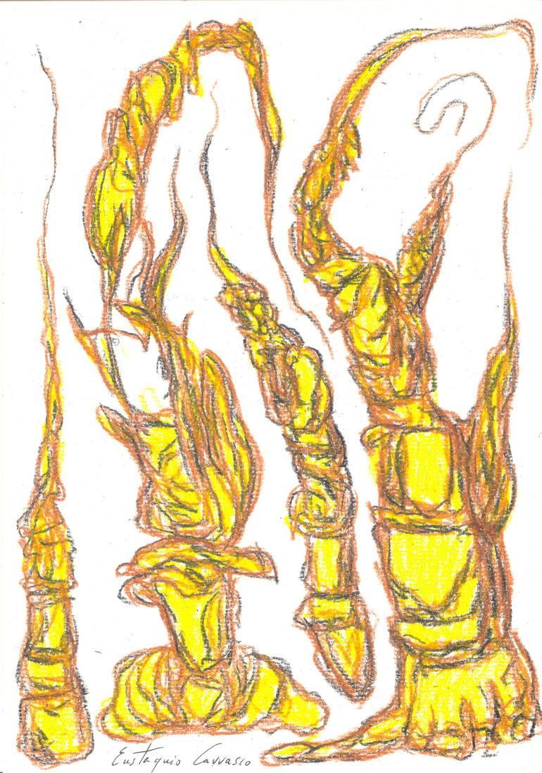 Four animals elongating Drawing by Eustaquio Carrasco | Saatchi Art