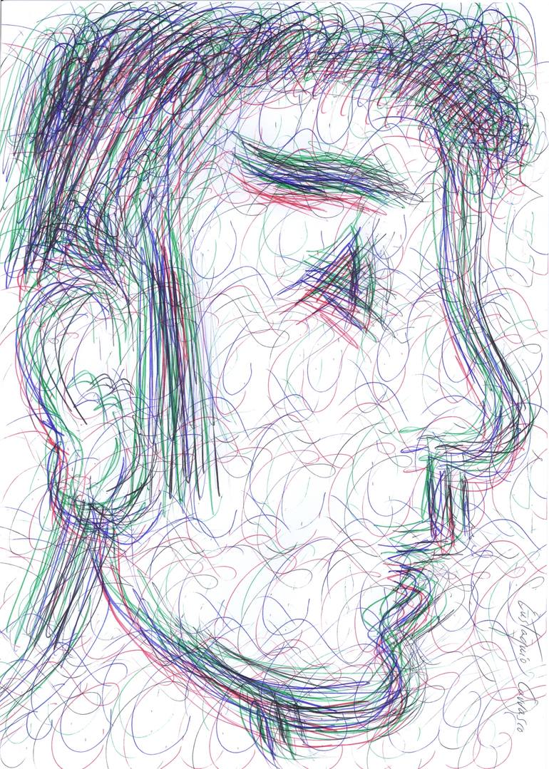 Face apocryphal 15 (series 3) Drawing by Eustaquio Carrasco | Saatchi Art