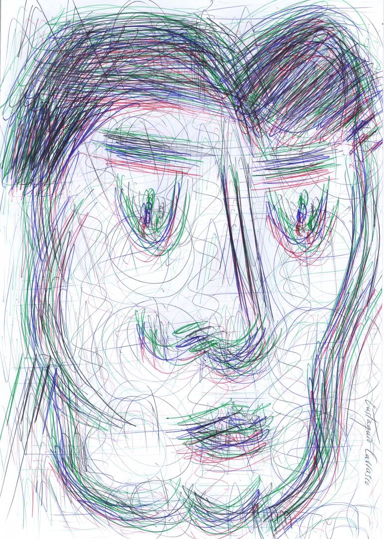 Face apocryphal 16 (series 3) Drawing by Eustaquio Carrasco | Saatchi Art