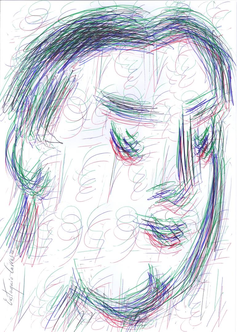 Face apocryphal 18 (series 3) Drawing by Eustaquio Carrasco | Saatchi Art