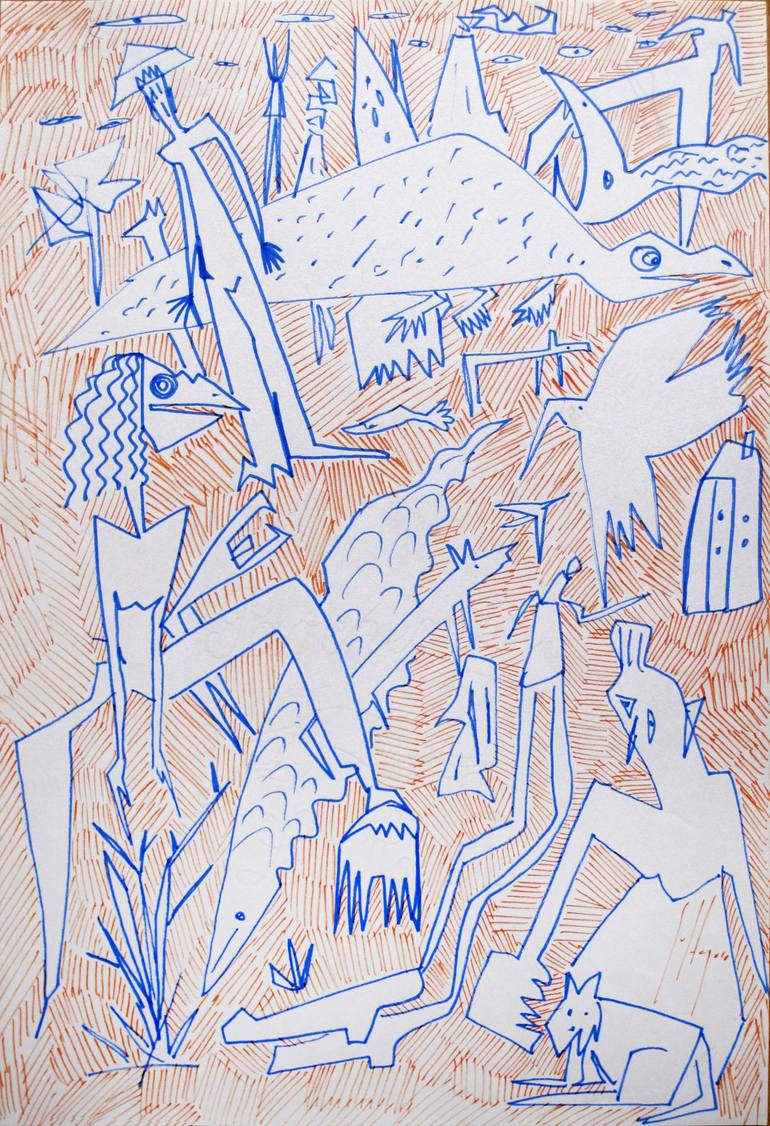 Unknown characters and animals coexistence Drawing by Eustaquio ...