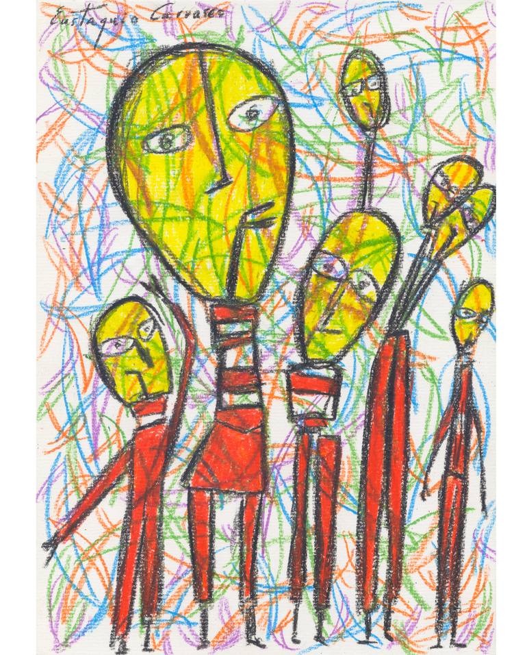 Three characters- balloon Drawing by Eustaquio Carrasco | Saatchi Art