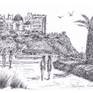 Some people on the seafront of Benidorm Drawing by Eustaquio Carrasco ...