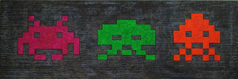 space invaders Painting by Gian Luigi Delpin | Saatchi Art