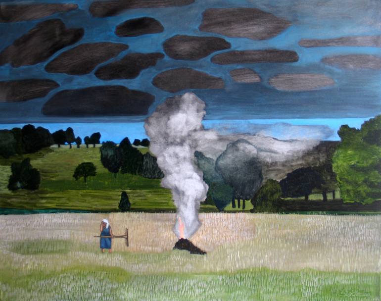 Stubble Field Painting by Karolina ŚWidecka | Saatchi Art