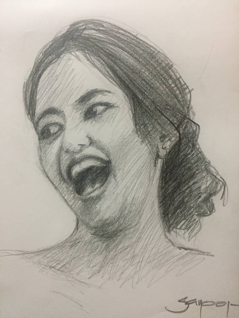 Laugh Study Drawing by Sayooj Manohar | Saatchi Art