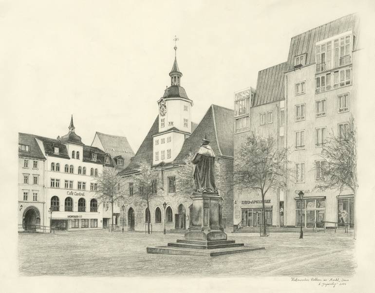 Marktplatz, Jena Drawing by Nunu Japaridze | Saatchi Art