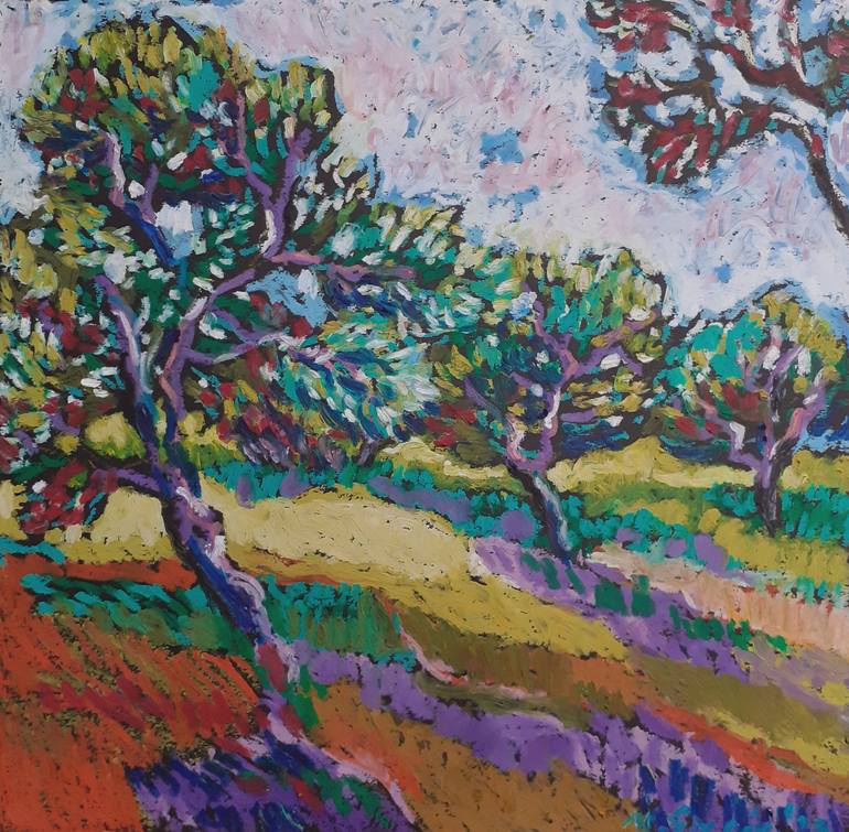 Olive grove No 37 Drawing by Maja Grecic | Saatchi Art