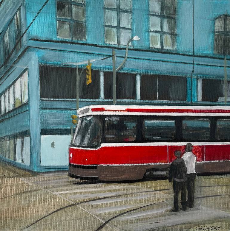 Street Car At Marty's Painting by Jack Grunsky | Saatchi Art
